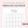 2024 2025 Midyear Calendars PORTRAIT Lined & Blank Monthly Academic ...