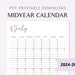 August 2024 Calendar Printable Summer Planner Calendar Cute Pink Sunset ...