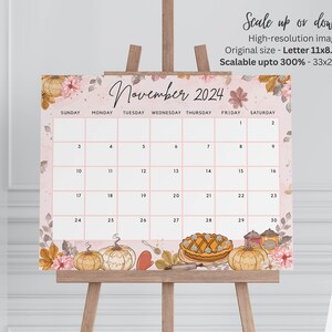 Fillable November 2024 Calendar, Sweet Autumn. Cute Fall Pumpkin Pie ...