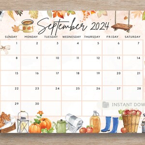 Fillable September 2024 Calendar, Beautiful Fall Vibes, Printable ...