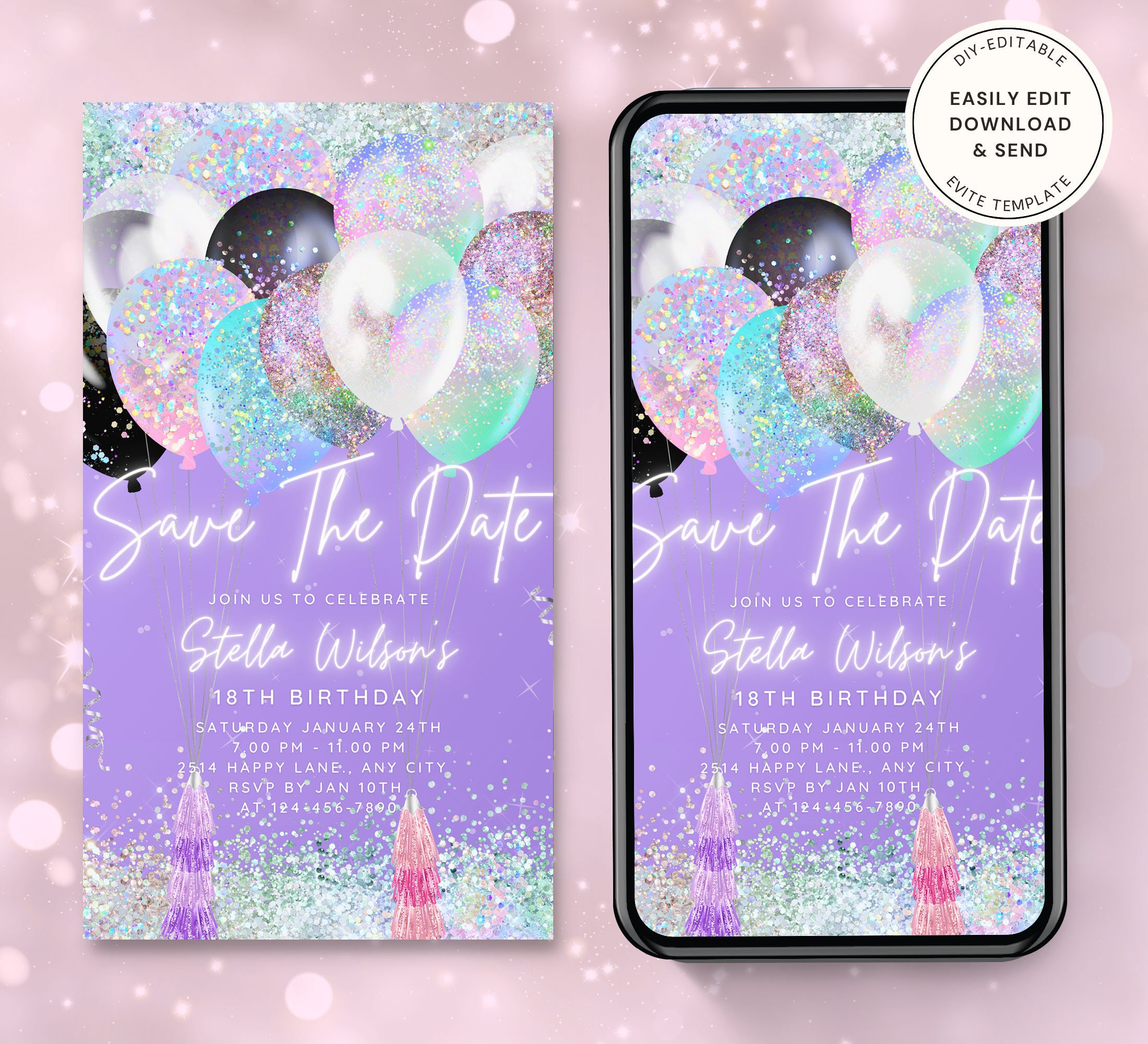 Save the Date Balloon Invite for Any Party Events Celebrate - Etsy