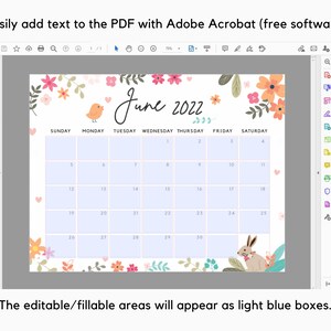 June 2022 Calendar Printable Calendar Planner Cute Spring & - Etsy