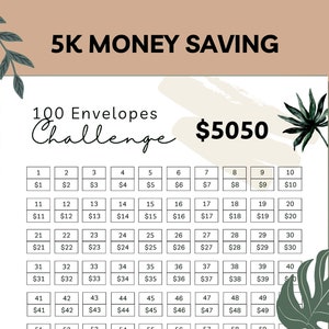 100 ENVELOPES CHALLENGE 5050 Saving Tracker Printable PDF - Etsy