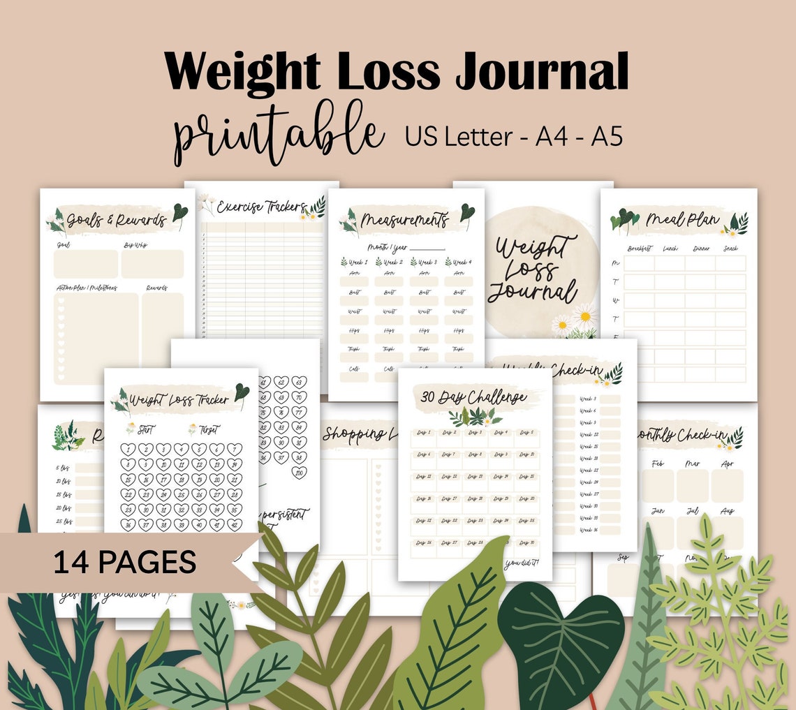 Printable Weight Loss Journal 100 Lbs/kg Loss Tracker Chart - Etsy