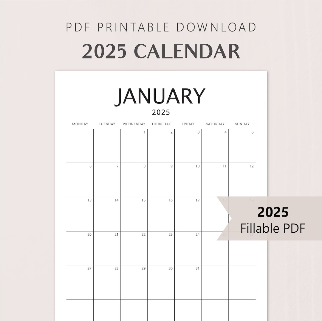 2025 Calendars PORTRAIT Blank Monthly Planner| Fillable | 8.5x11 ...