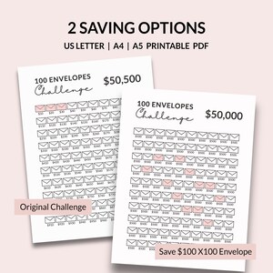 50K Saving Challenge L 100 Envelope Challenge for 50000 Savings ...