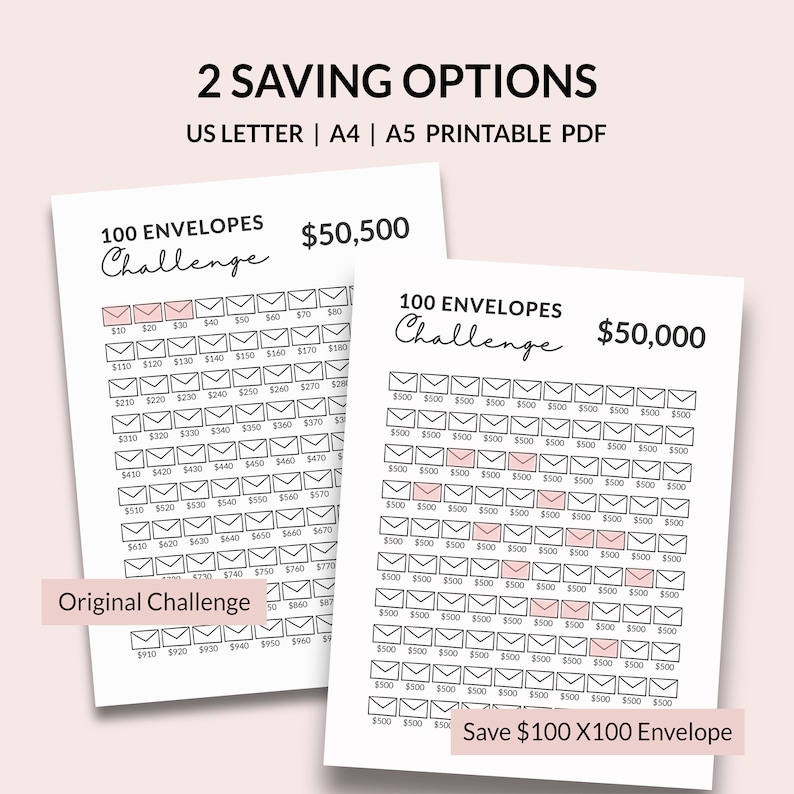 50K Saving Challenge L 100 Envelope Challenge for 50000 - Etsy 50K Saving Challenge L 100 Envelope Challenge for 50000 - Etsy