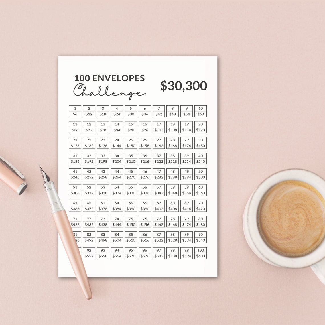 100 ENVELOPE CHALLENGE L 30K Saving Challenge Tracker Save - Etsy