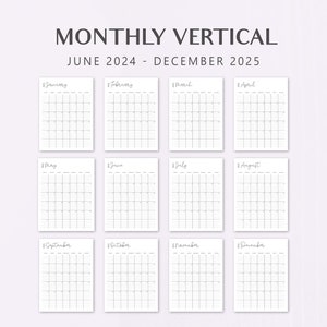 2024 2025 Midyear Lined Calendars PORTRAIT Monthly Academic Planner 8 ...