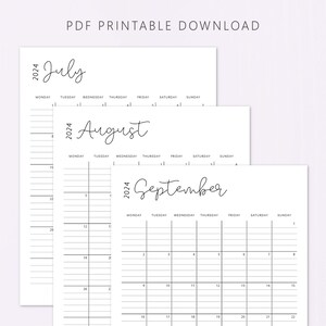 2024 2025 Midyear Lined Calendars PORTRAIT Monthly Academic Planner 8 ...