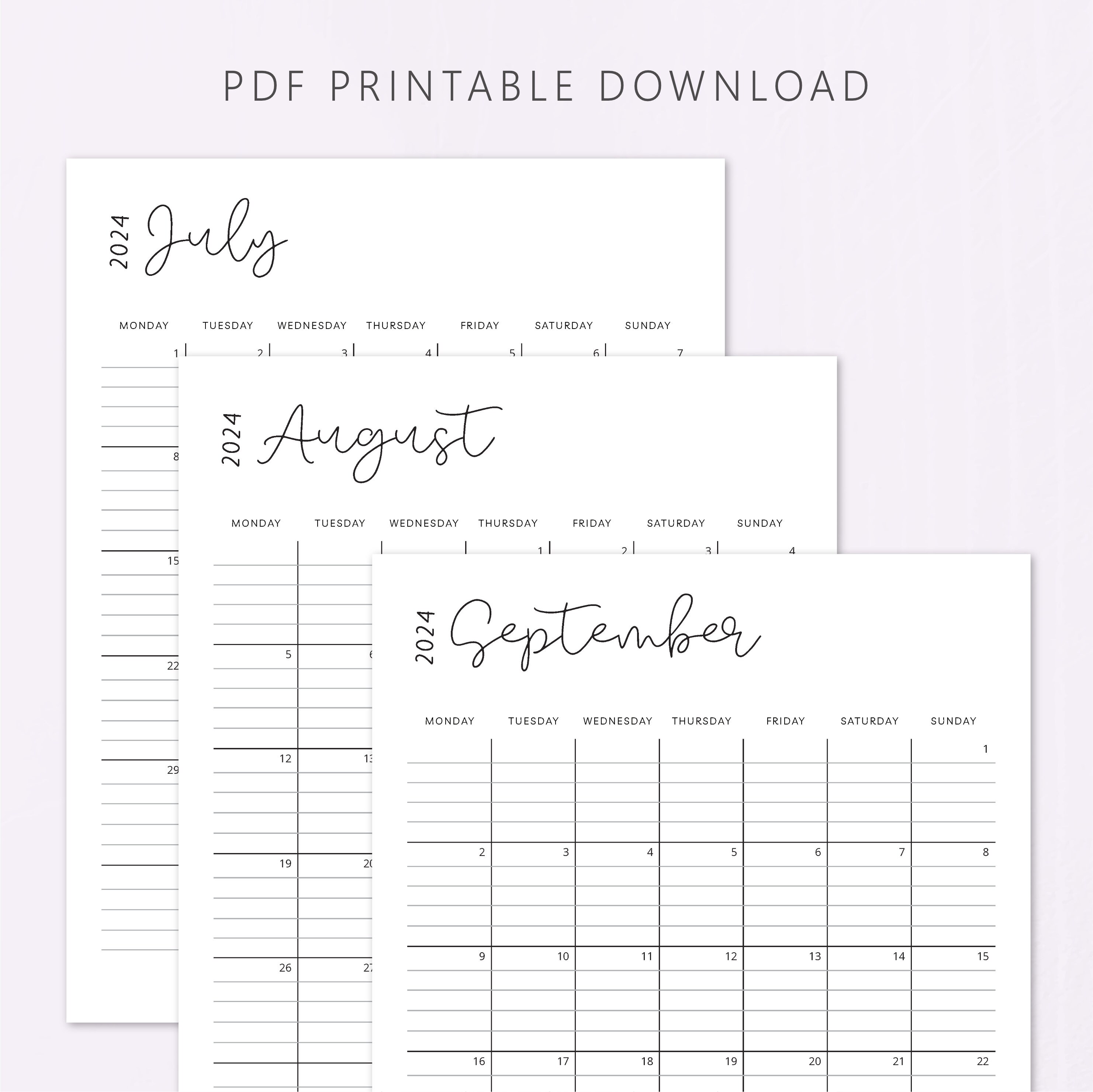 2024 2025 Midyear Lined Calendars PORTRAIT Monthly Academic Planner 8 ...