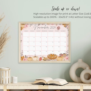 Fillable November 2024 Calendar, Sweet Autumn. Cute Fall Pumpkin Pie ...