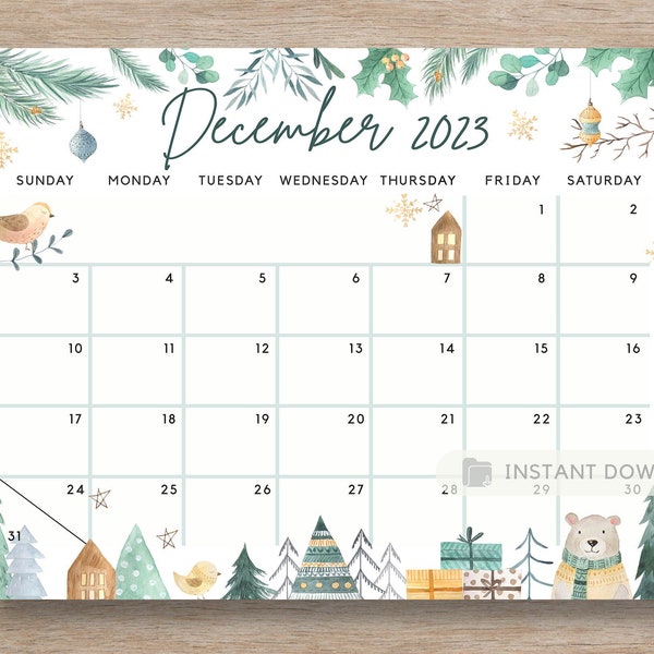 Editable Christmas Calendar 2023 - Etsy