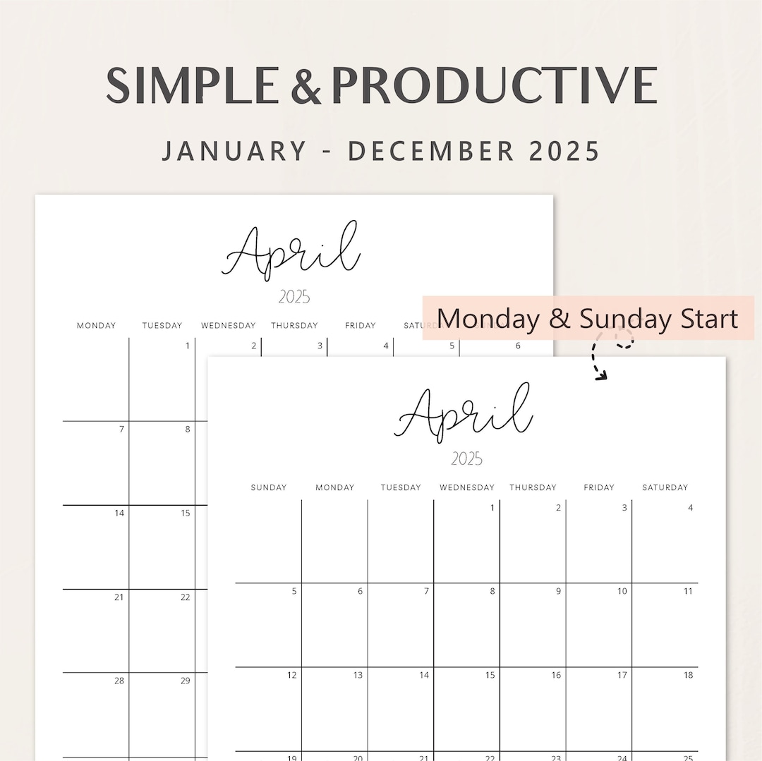 2025 Calendars PORTRAIT Blank Monthly Planner| Fillable | 8.5x11 ...