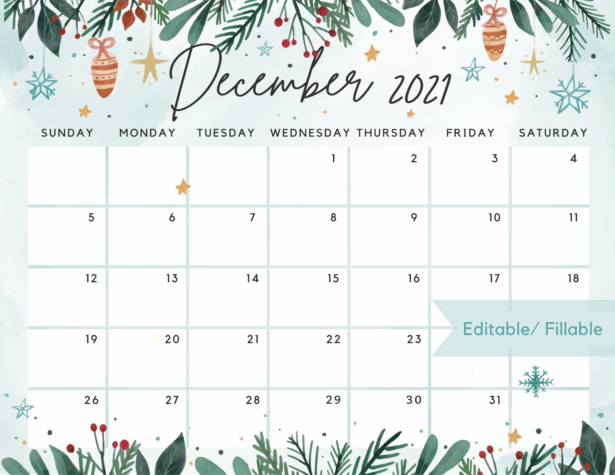 December Calendar Template Customize And Print
