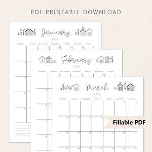 2025 Calendars PORTRAIT Blank Monthly Planner| Fillable | 8.5x11 ...