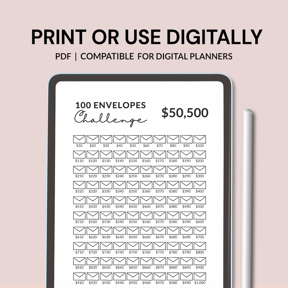 50K Saving Challenge L 100 Envelope Challenge for 50000 - Etsy 50K Saving Challenge L 100 Envelope Challenge for 50000 - Etsy