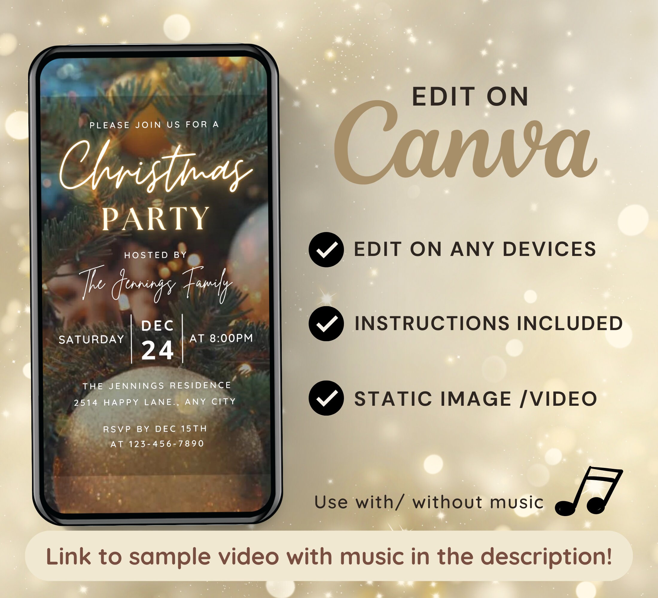 Animated Christmas Party Invitation Electronic Christmas Etsy