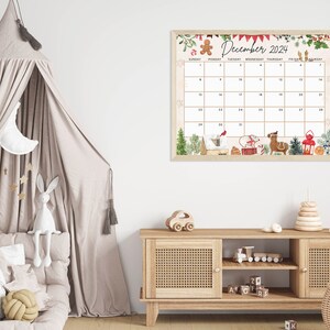 Fillable December 2024 Calendar, Cute Festive Snowy Winter Christmas ...