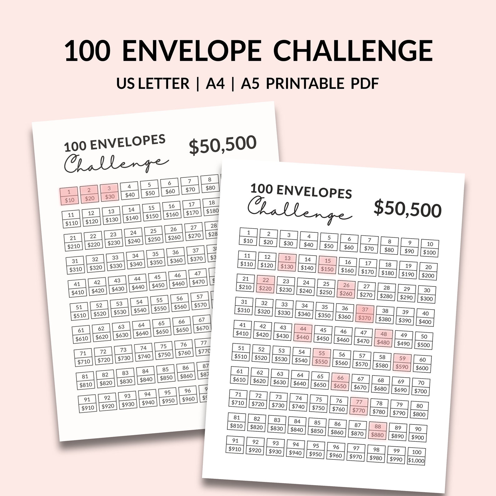 100 ENVELOPE CHALLENGE L 50K Saving Challenge Tracker, Save 50000 ... 100 ENVELOPE CHALLENGE L 50K Saving Challenge Tracker, Save 50000 ...