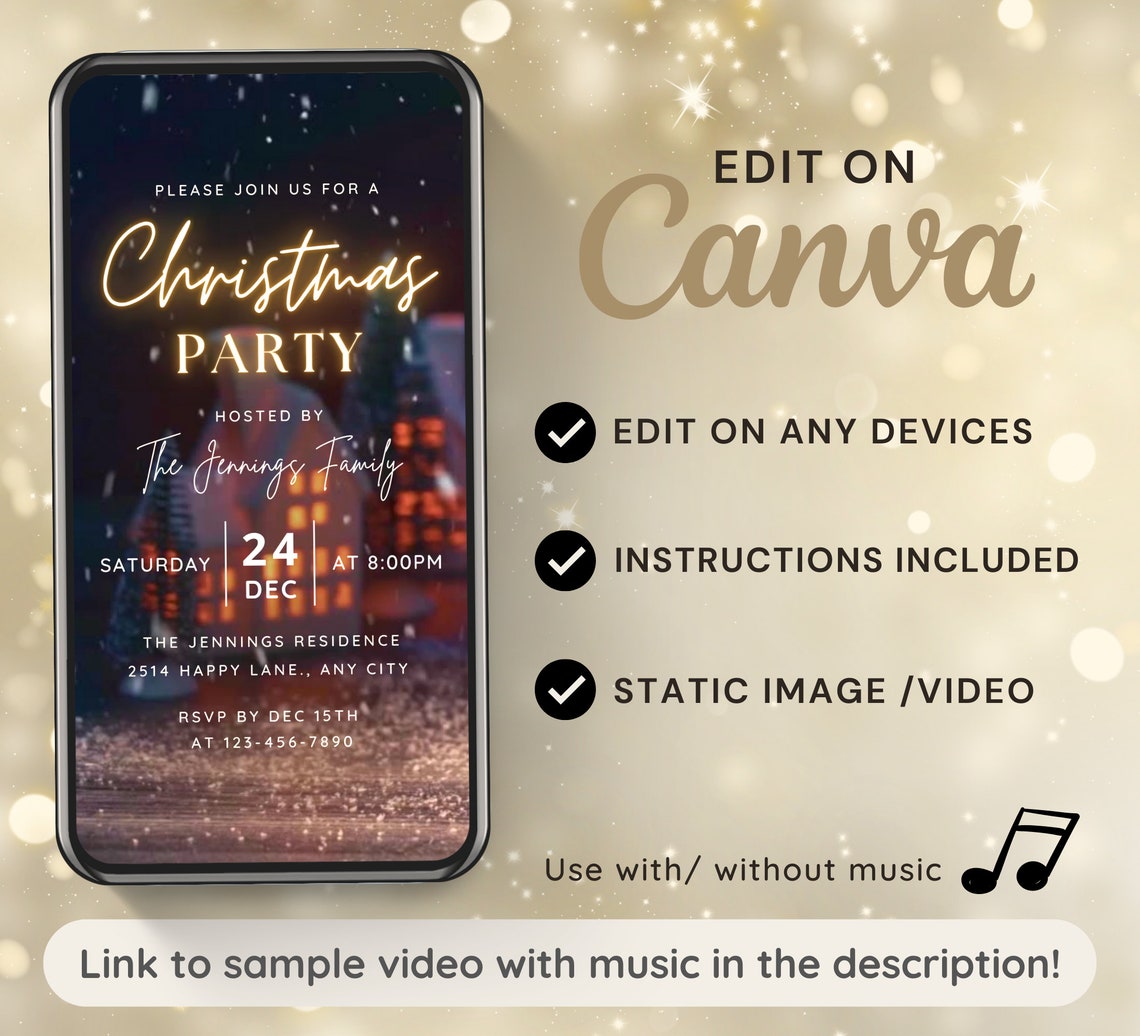 Animated Christmas Party Invitation Holiday Party Invite - Etsy