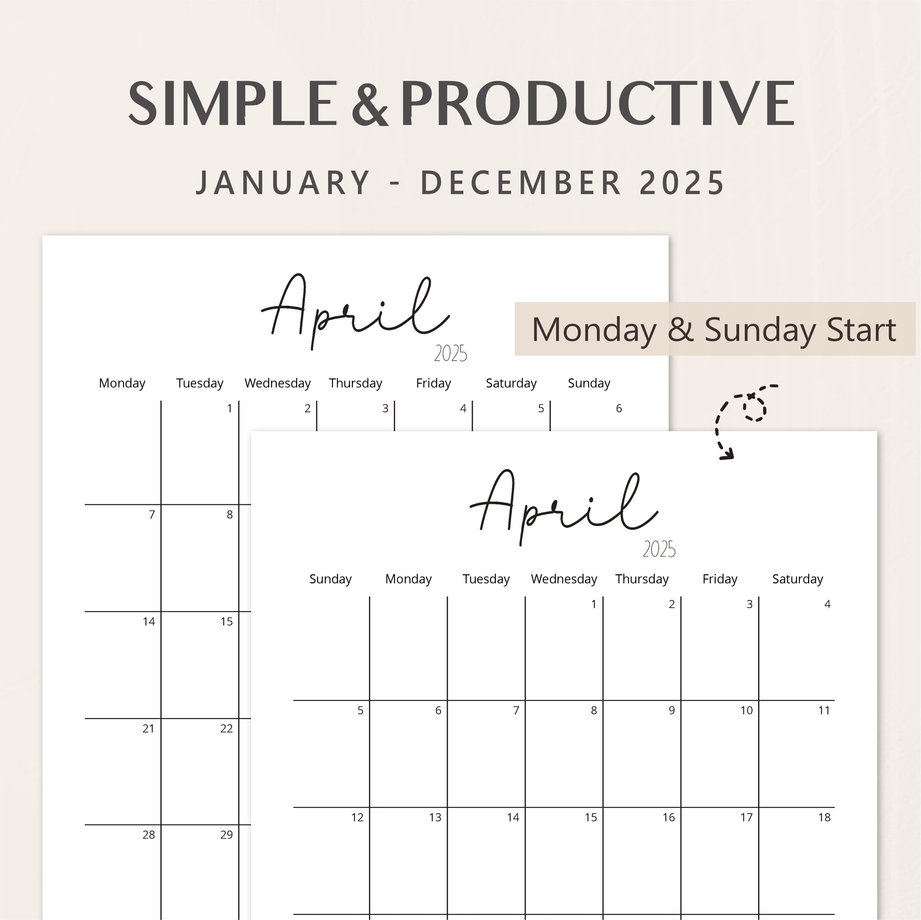 2025 Calendars PORTRAIT Blank Monthly Planner| Fillable | 8.5x11 ...