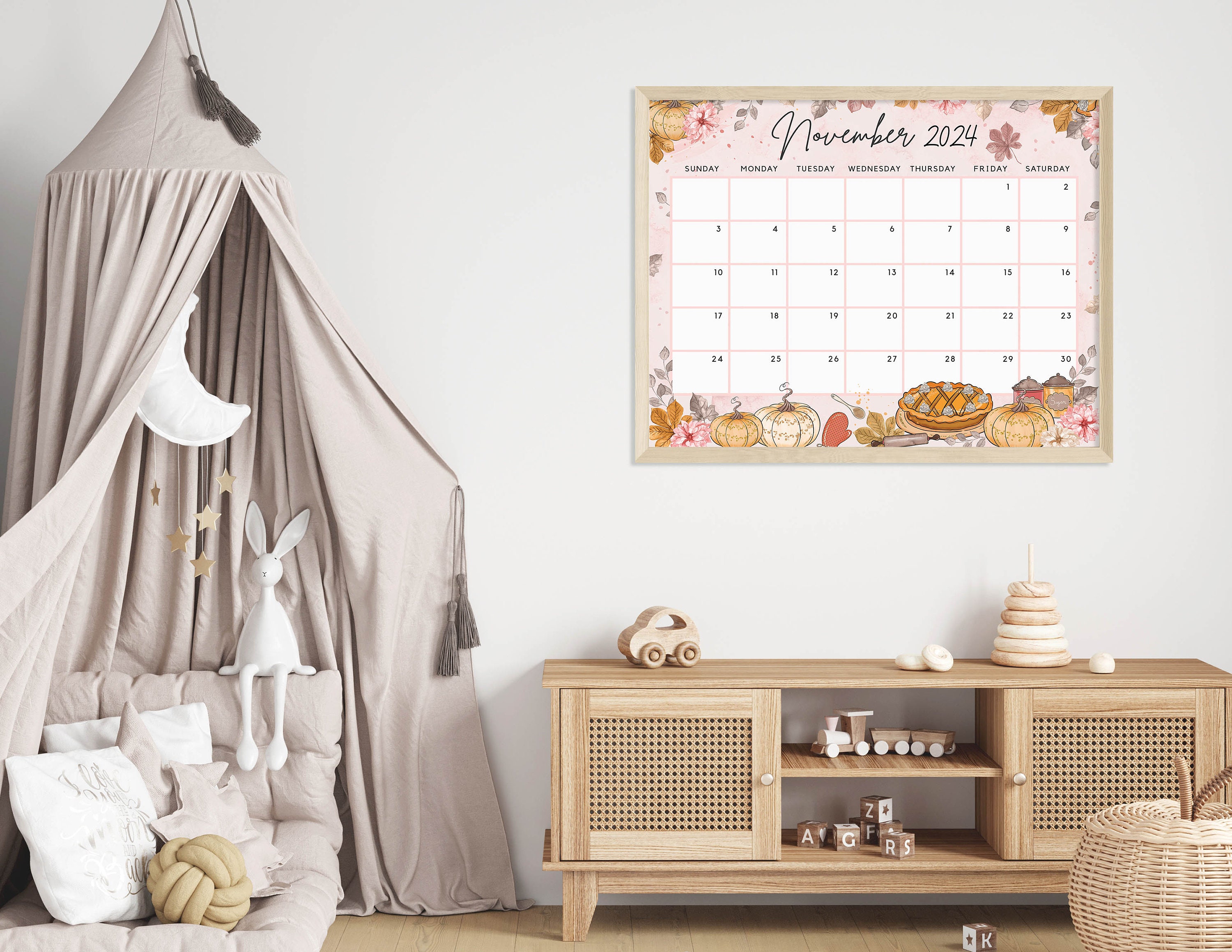 Fillable November 2024 Calendar, Sweet Autumn. Cute Fall Pumpkin Pie ...