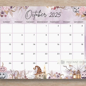 October 2025 Calendar, Spooky Floral Halloween Sweet Pumpkins Printable ...