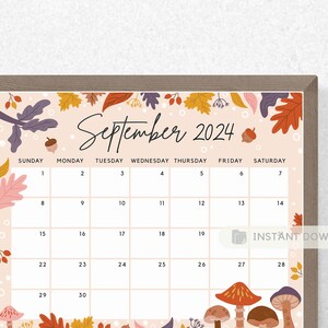 September 2024 Calendar, Beautiful Fall, Autumn Flowers & Leaves ...
