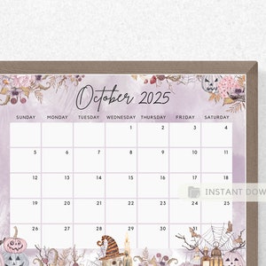 October 2025 Calendar, Spooky Floral Halloween Sweet Pumpkins Printable ...