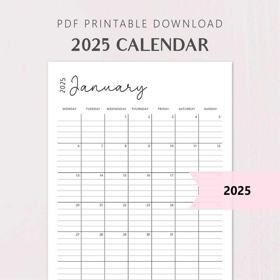 2025 Calendars PORTRAIT Lined Monthly Planner| Fillable | 8.5x11 ...