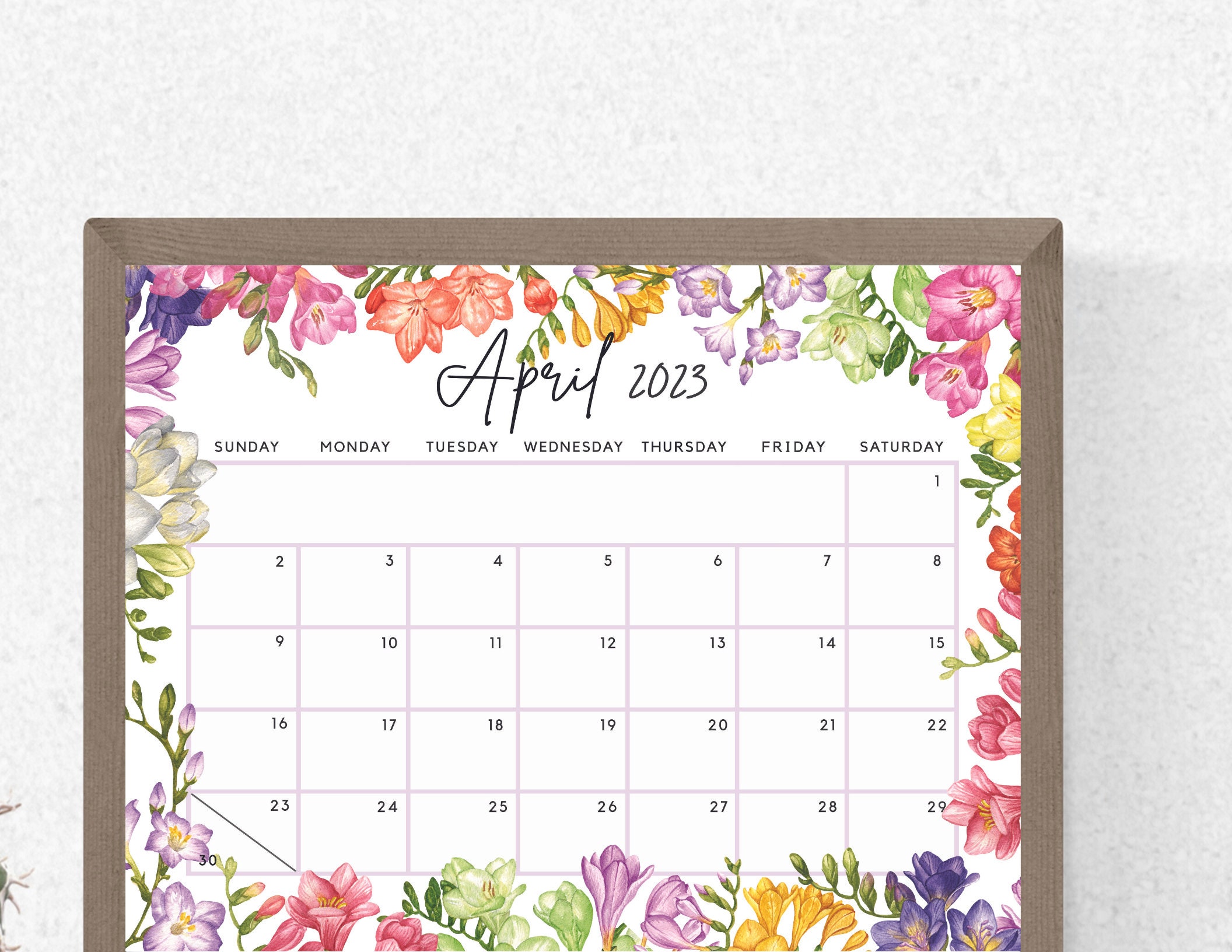 Fillable April 2023 Calendar Beautiful Watercolor Flowers - Etsy