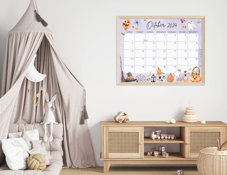 Fillable October 2024 Calendar, Halloween Fun Spooky Party Night ...