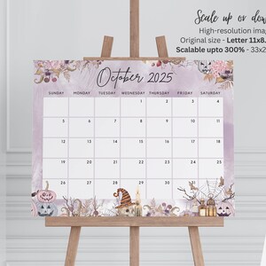 October 2025 Calendar, Spooky Floral Halloween Sweet Pumpkins Printable ...