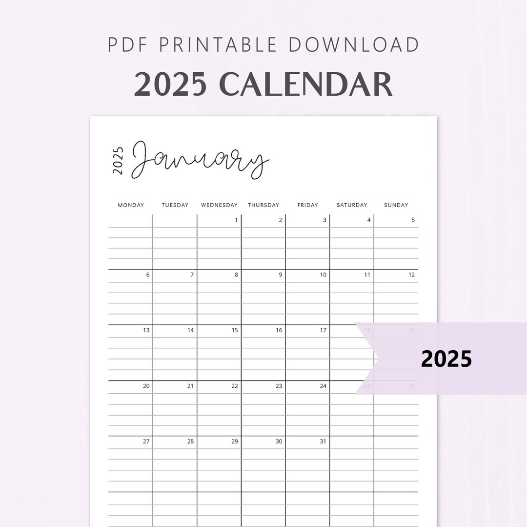 2025 Calendars PORTRAIT Lined Monthly Planner| Fillable | 8.5x11 ...