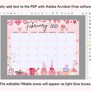 Printable February 2023 Calendar Cute Valentine Loving Gnome - Etsy