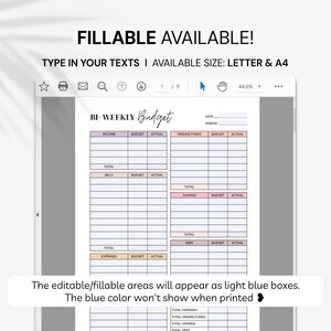Bi-weekly Budget Planner, Printable Biweekly Paycheck Budget Tracker ...