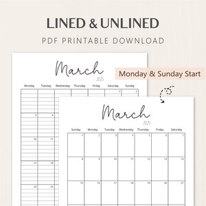 2024 2025 Midyear Calendars PORTRAIT Lined & Blank Monthly Academic ...