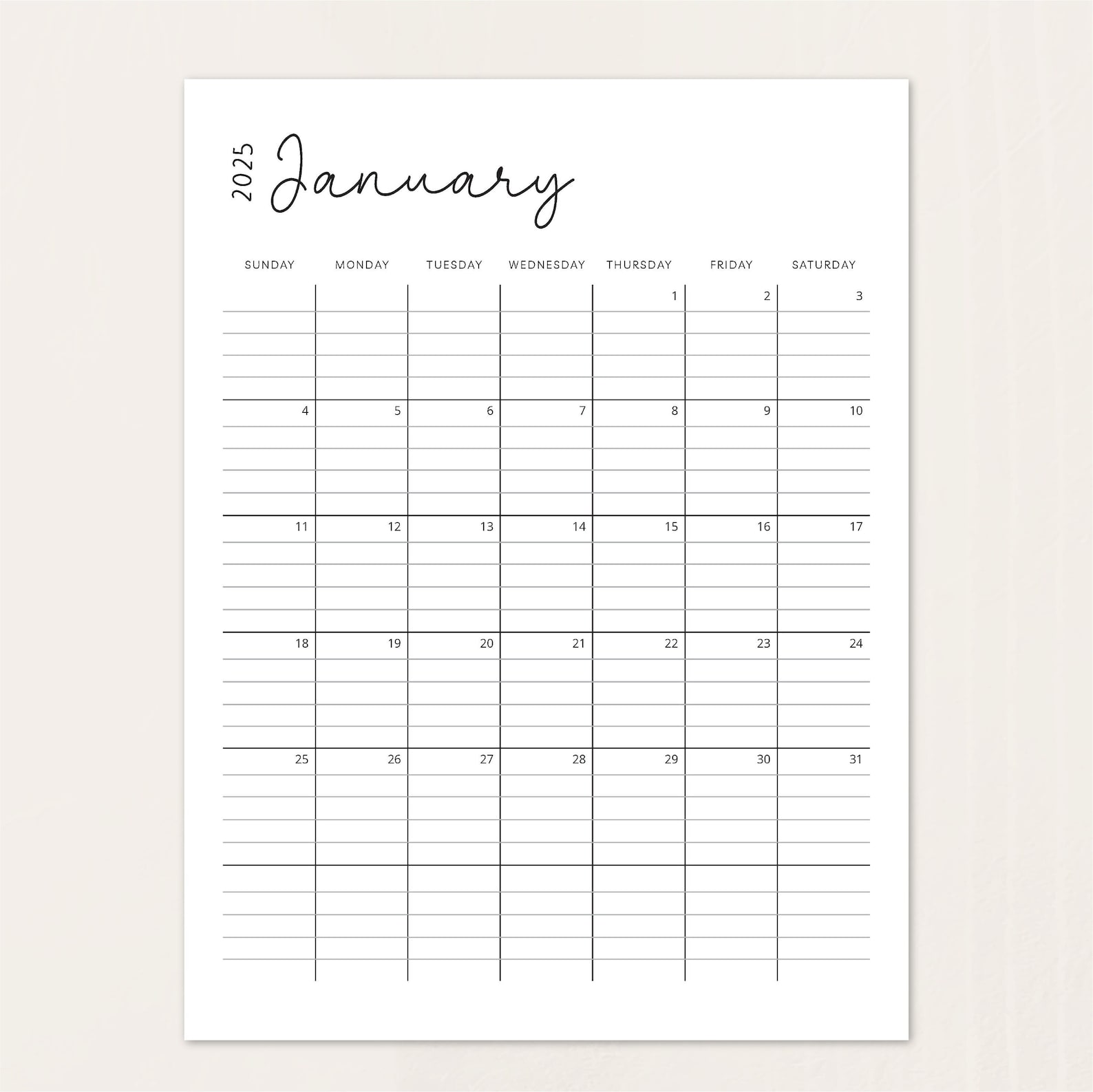 2025 - 2026 PORTRAIT Lined Calendars Monthly Academic Midyear Planner ...