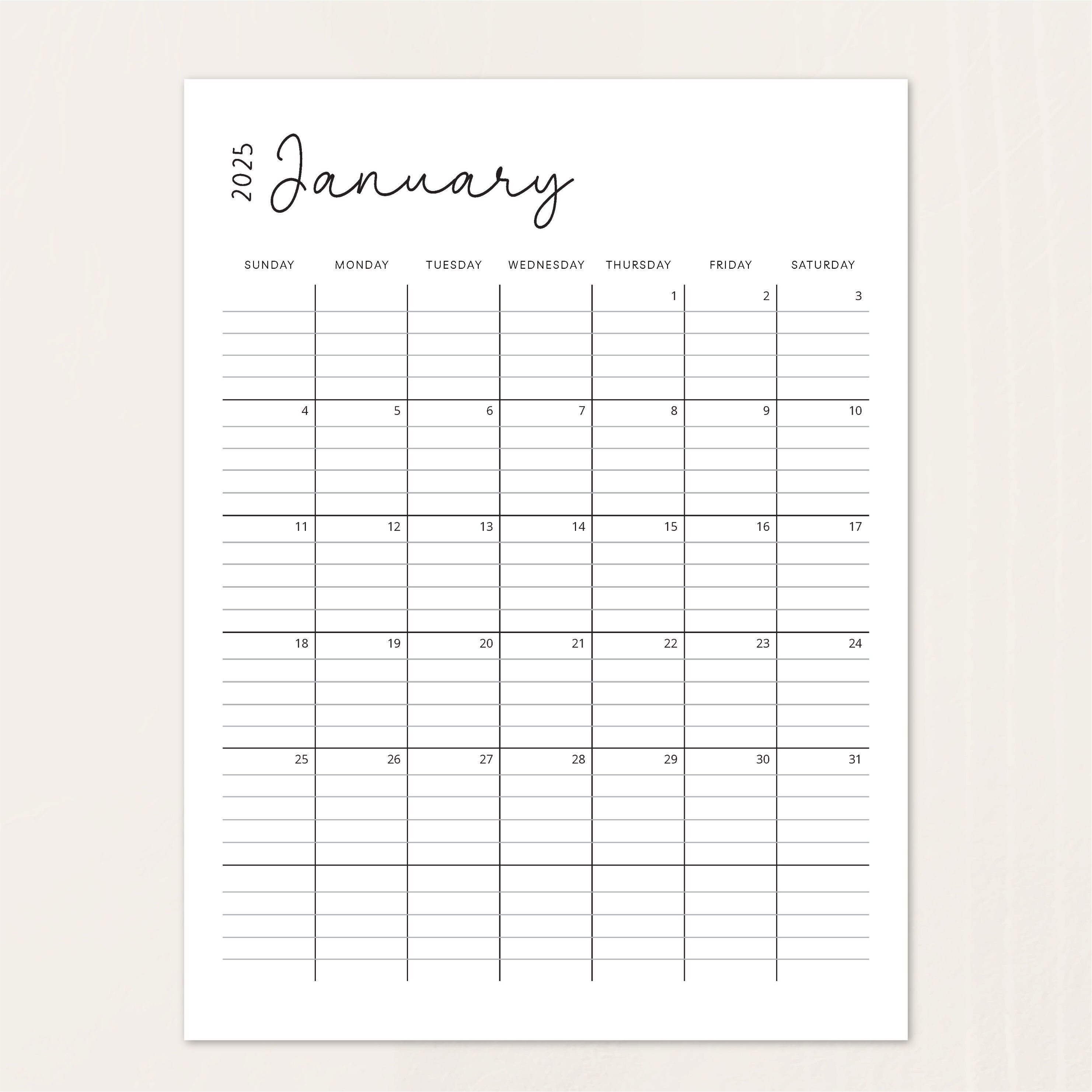 2025 - 2026 PORTRAIT Lined Calendars Monthly Academic Midyear Planner ...