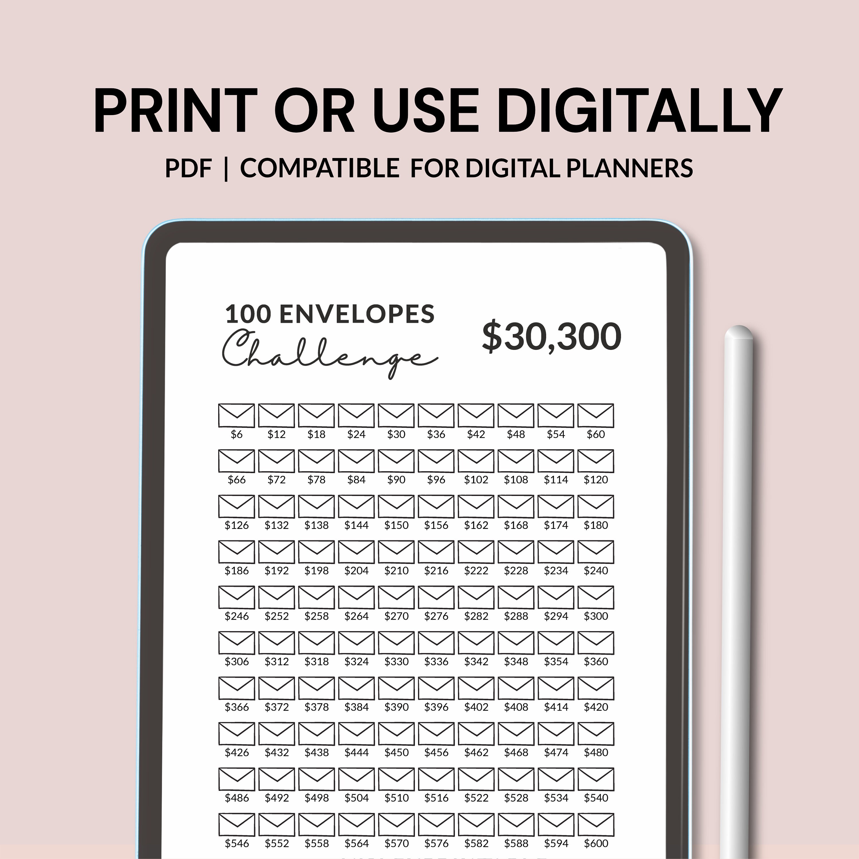 30K Saving Challenge L 100 Envelope Challenge for 30000 Savings ...