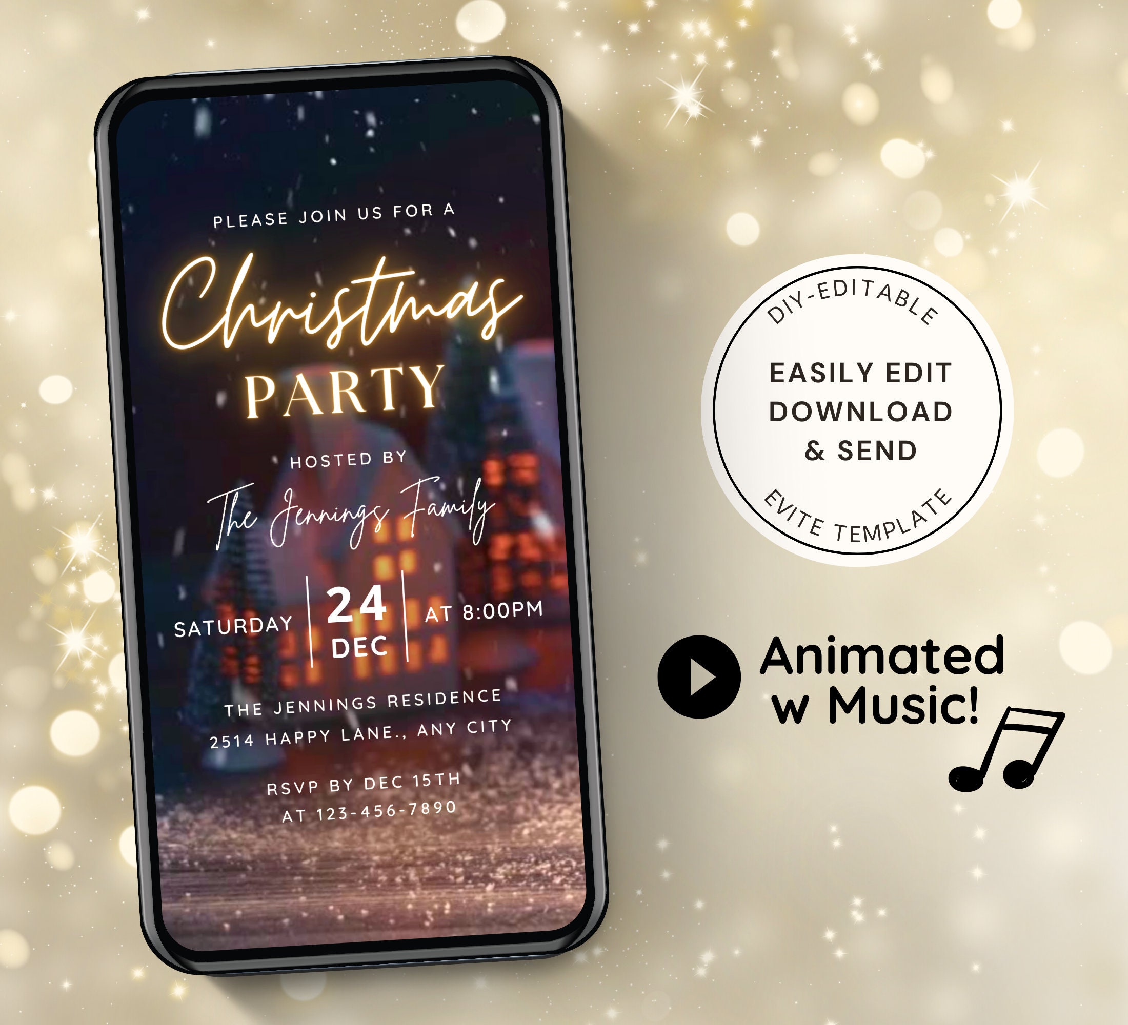 Animated Christmas Party Invitation Holiday Party Invite - Etsy