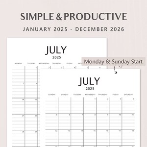 2025 - 2026 PORTRAIT Lined Calendars Monthly Academic Midyear Planner ...