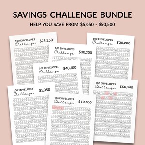 100 Envelope Challenge Bundle L Money Saving Challenge Tracker, Save up ...