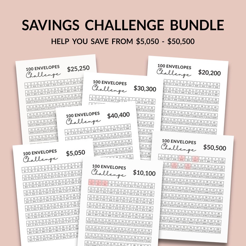 100 Envelope Challenge Bundle L Money Saving Challenge - Etsy