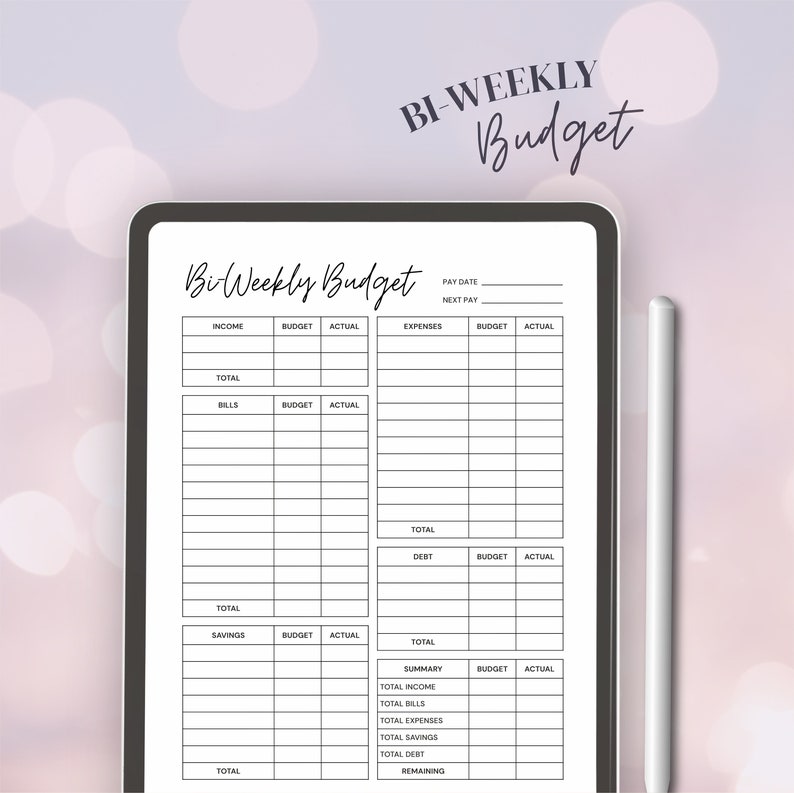 Printable Bi-weekly Budget Planner Fillable Biweekly Paycheck - Etsy