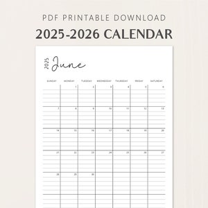 2025 - 2026 PORTRAIT Lined Calendars Monthly Academic Midyear Planner ...