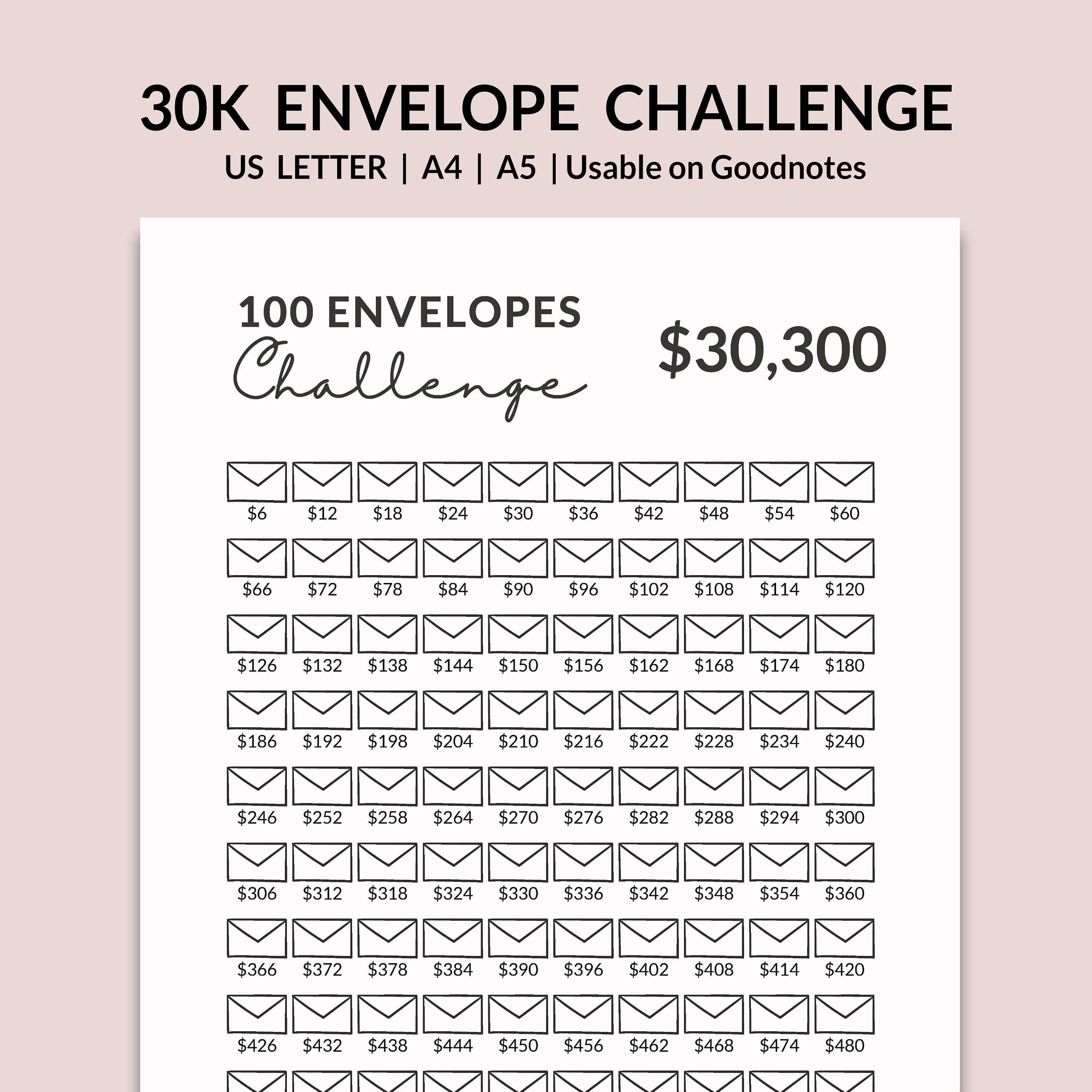 30K Saving Challenge L 100 Envelope Challenge for 30000 Savings ...