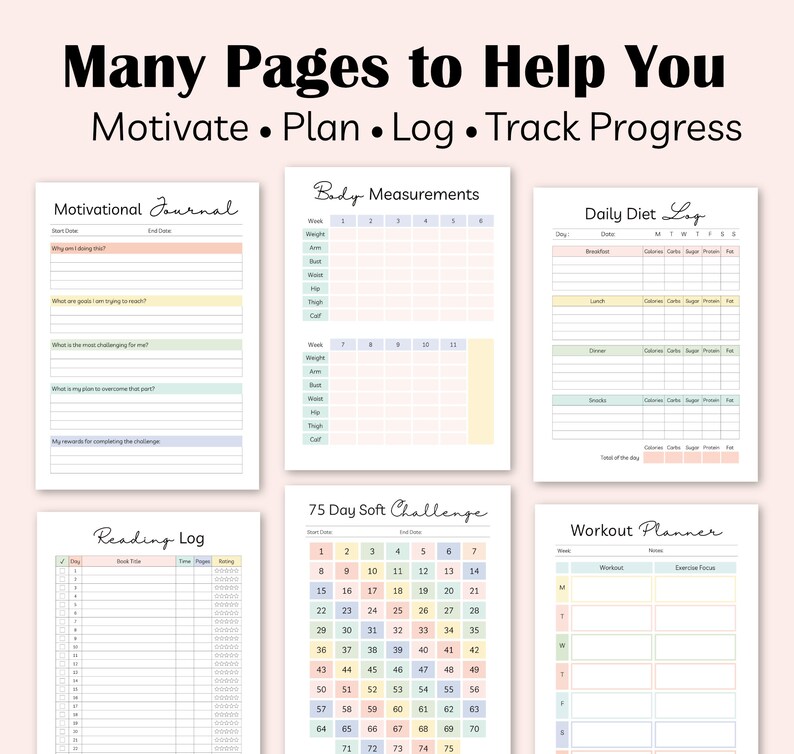 Editable 75 Day SOFT Challenge Progress Tracker Medium - Etsy