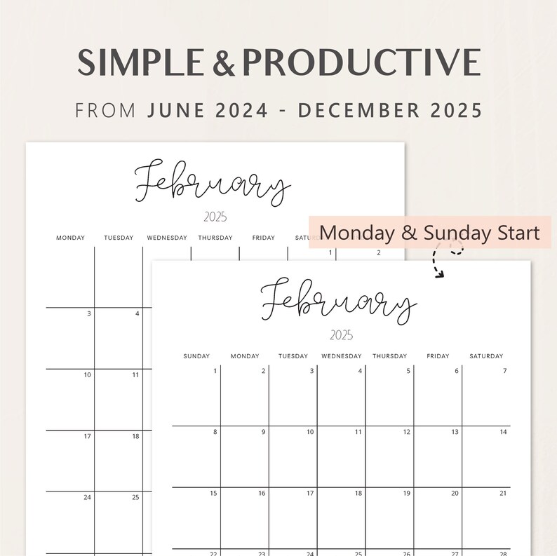 2024 2025 Midyear Calendars PORTRAIT Monthly Academic Planner 8.5x11 ...